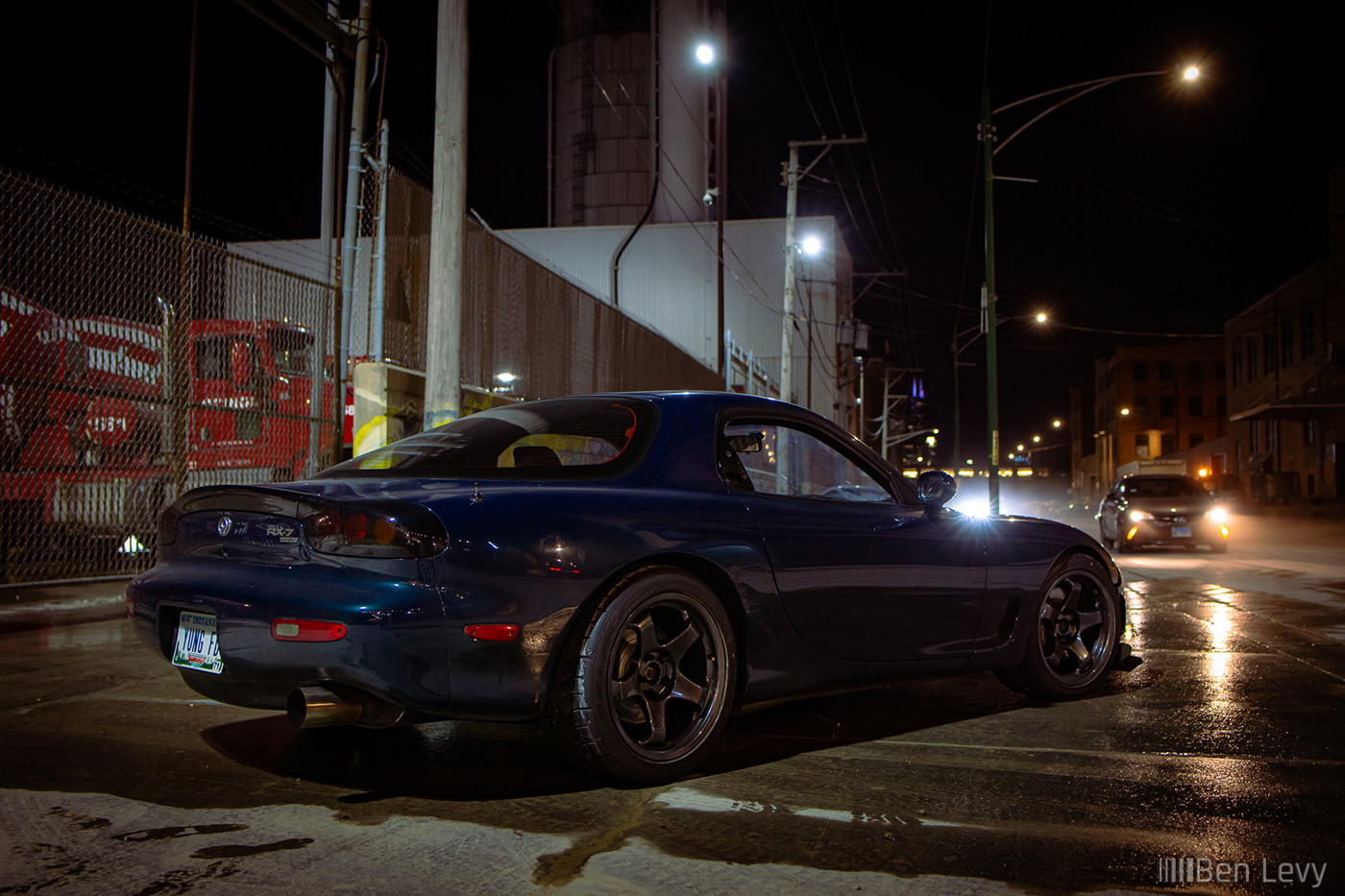 Green Mazda RX 7 In Chicago At Night BenLevy Green Mazda RX 7 In Chicago At Night BenLevy